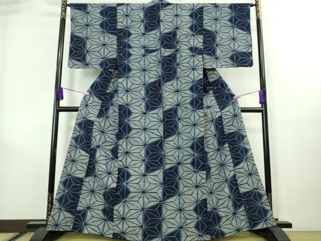 平和屋着物■極上　久留米絣　単衣　麻の葉　綿　逸品　DZAA7853kh5