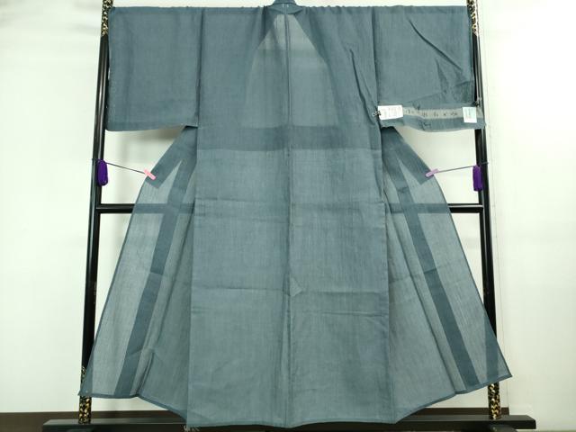 平和屋着物■極上　男性　夏物　本場小千谷ちぢみ　麻　色無地　薄花色　証紙付き　逸品　未使用　DZAA7864kh5