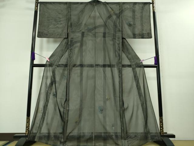 平和屋着物■極上　訪問着　無双　紗袷　紗×紗　雪輪花文　黒地　逸品　DZAA7871kh5