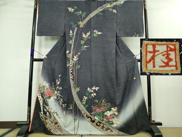 平和屋着物■極上　ブライダルファッションデザイナー・桂由美　訪問着　花籠　たたき染め　暈し染め　金彩　逸品　DZAA7907kh5