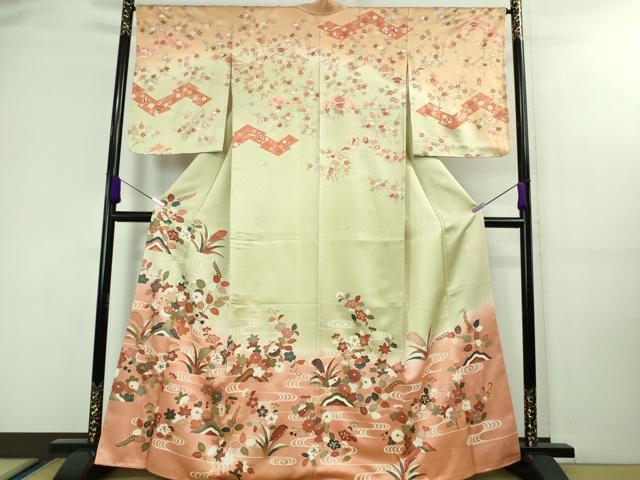 平和屋着物■極上　十日町老舗ブランド　吉澤友禅　吾妻徳穂　訪問着　駒刺繍　吉祥花文　暈し染め　金彩　逸品　DZAA7921kh5