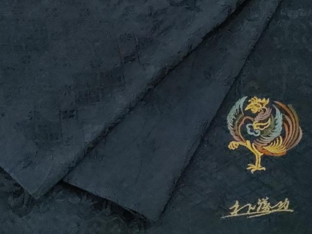 平和屋着物■極上　色無地　名物裂地紋　濃藍色　逸品　DZAA7929kh5