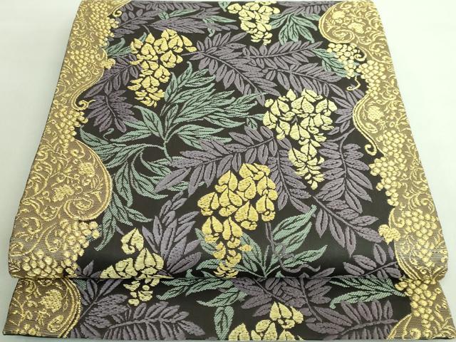 平和屋着物■極上　山口美術織物　皇室　伊勢神宮御用　西陣織　六通柄袋帯　唐織　藤に葡萄唐草文　金糸　逸品　DZAA7951kh5