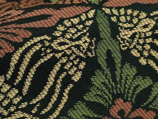 平和屋本店□極上 洛風林 工芸帯地 九寸開き名古屋帯 鳥