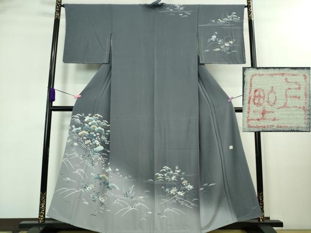 平和屋着物■極上　京友禅の人間国宝　上野為二　訪問着　立波吉祥松花文　薄花色地　暈し染め　逸品　未使用　DZAA8066kh5