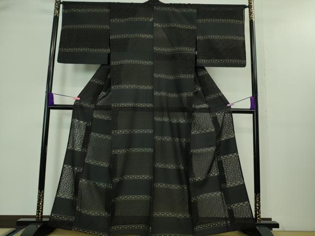 平和屋着物■極上　夏物　お召　夏お召　花唐草紋紗　黒地　逸品　未使用　DZAA8151kh5