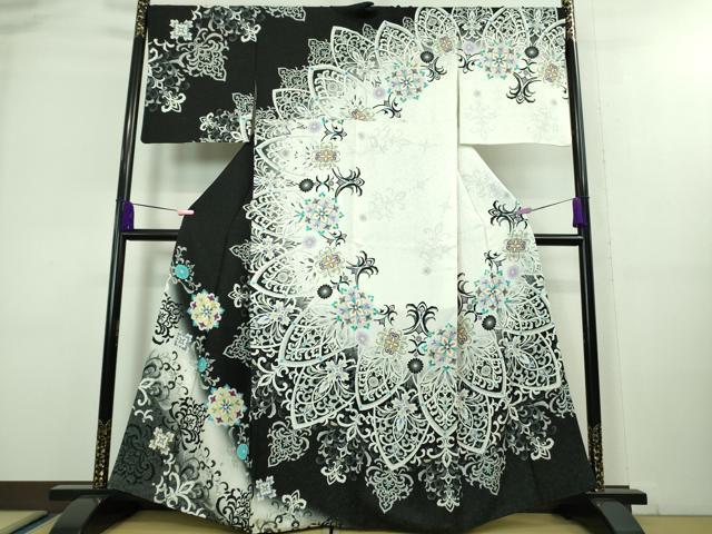 平和屋本店■極上　訪問着　洋花文　暈し染め　銀通し地　逸品　DZAA8159kh5