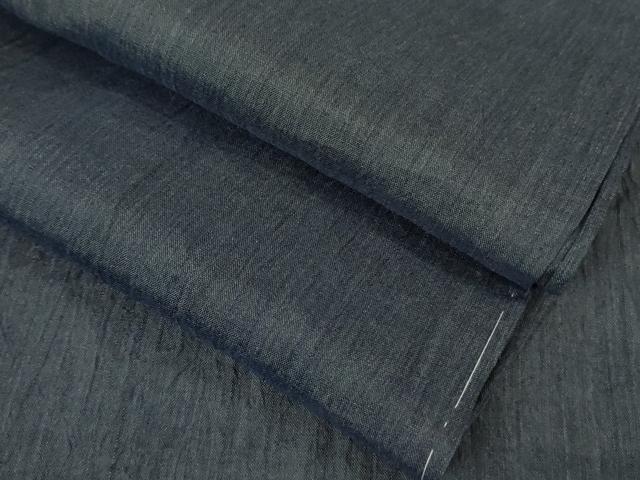平和屋着物■極上　夏物　男性　本場小千谷ちぢみ　色無地　濃藍色　麻　逸品　未使用　DZAA8190kh5
