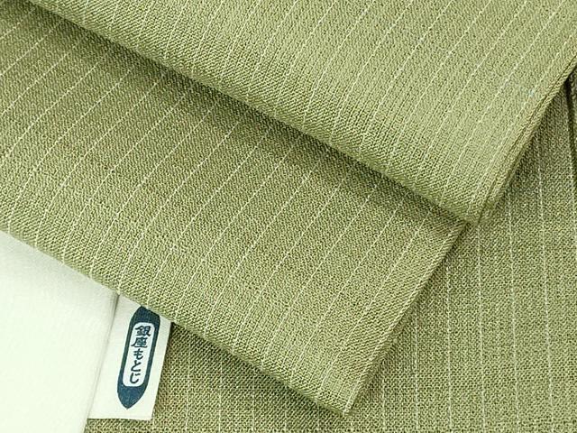 平和屋本店■極上　夏物　銀座もとじ　夏お召　間道　柳茶色地　逸品　DZAA8203kh5