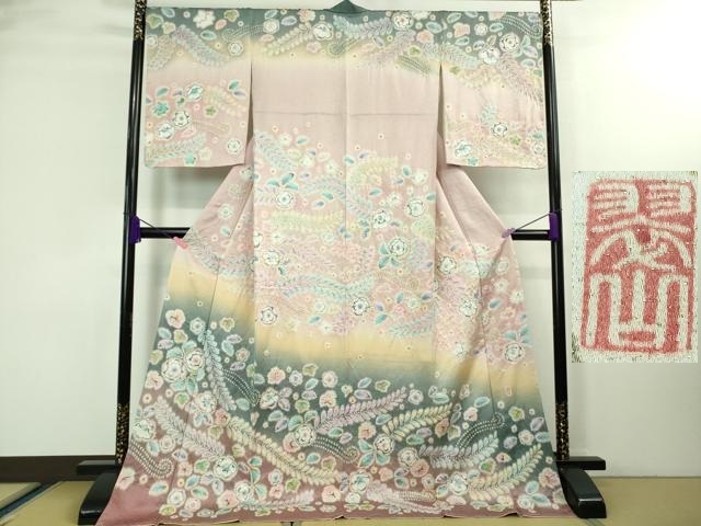 平和屋本店■極上　越後十日町の一流染匠　桐屋・翠山工房　訪問着　辻が花　暈し染め　逸品　未使用　DZAA8237kh5