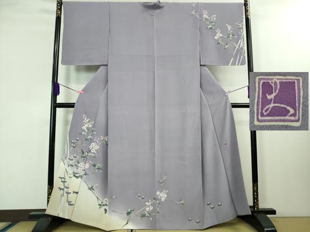 平和屋本店■極上　本加賀友禅作家　吉本大輔　訪問着　桔梗　藤紫色地　逸品　未使用　DZAA8238kh5