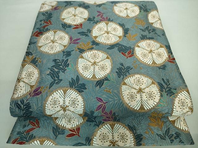 平和屋着物■極上　六通柄袋帯　唐織　桜丸葉丸文　逸品　未使用　DZAA8295kh5