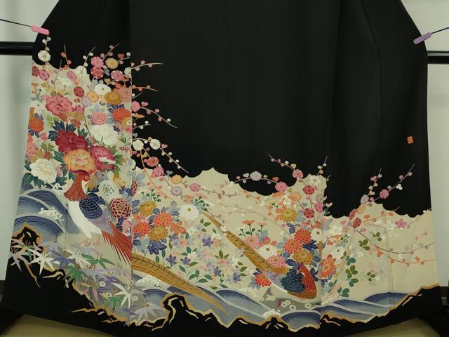 平和屋本店□極上 本加賀友禅作家 百貫華峰 黒留袖 尾長