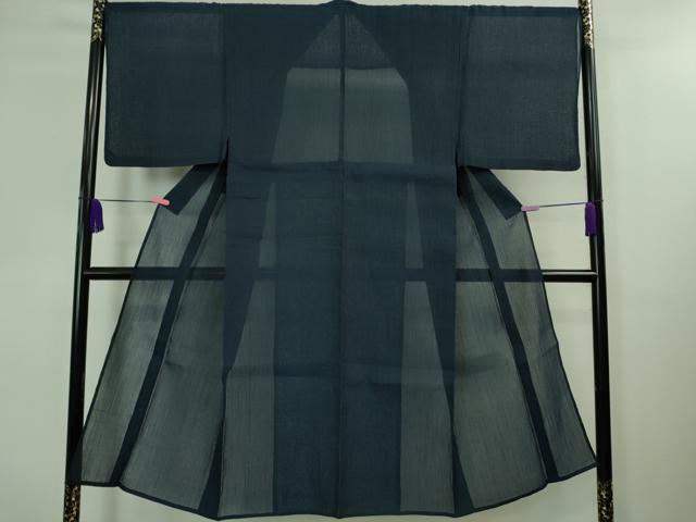 平和屋着物■極上　夏物　男性　本場小千谷ちぢみ　麻　キングサイズ　色無地　留紺色　逸品　DZAA8365kh5