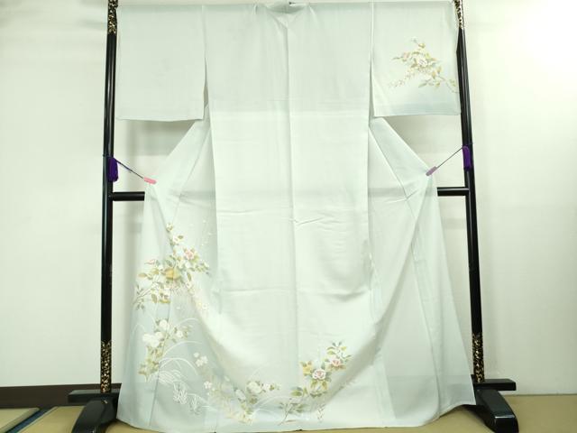 平和屋着物■極上　夏物　訪問着　絽　ロング丈　枝花文　暈し染め　水色地　逸品　DZAA8374kh5