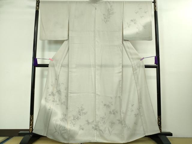 平和屋本店■極上　訪問着　無双　紗袷　紗×絽　手描き　枝花文　灰梅色地　逸品　DZAA8376kh5