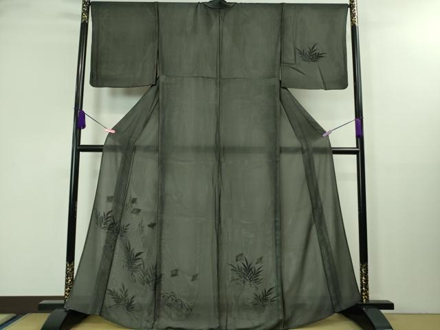 平和屋本店■極上　訪問着　無双　紗袷　紗×絽　手描き　立波に千鳥　黒地　逸品　DZAA8377kh5