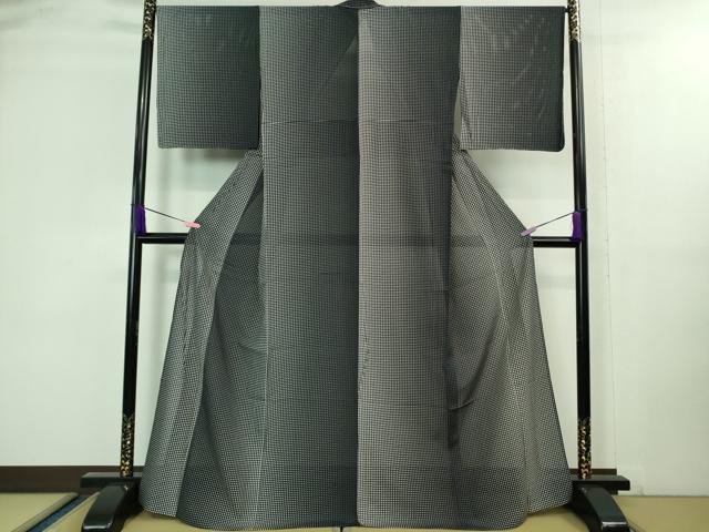 平和屋着物■極上　夏物　小紋　絽　色紙並べ　黒×白　逸品　未使用　DZAA8391kh5