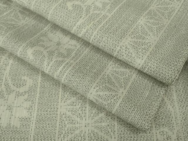 平和屋着物■極上　夏物　結城紬　夏結城　100亀甲　麻の葉　花唐草間道　逸品　DZAA8437kh5