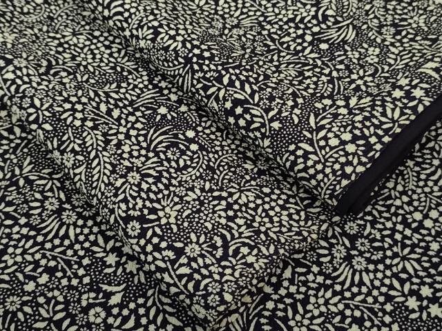 平和屋本店■極上　浦野理一　型染　小紋　草花文　深紫色地　鬼しぼ縮緬　逸品　DZAA8445kh5