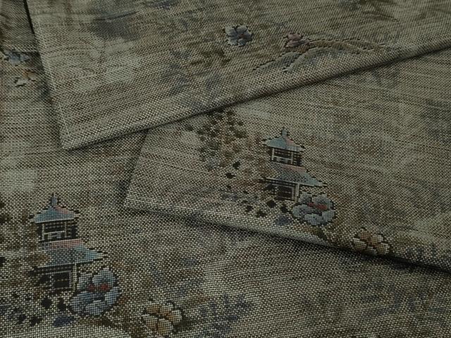 平和屋着物■極上　本場大島紬　9マルキ　風景花文　逸品　未使用　DZAA8477kh5