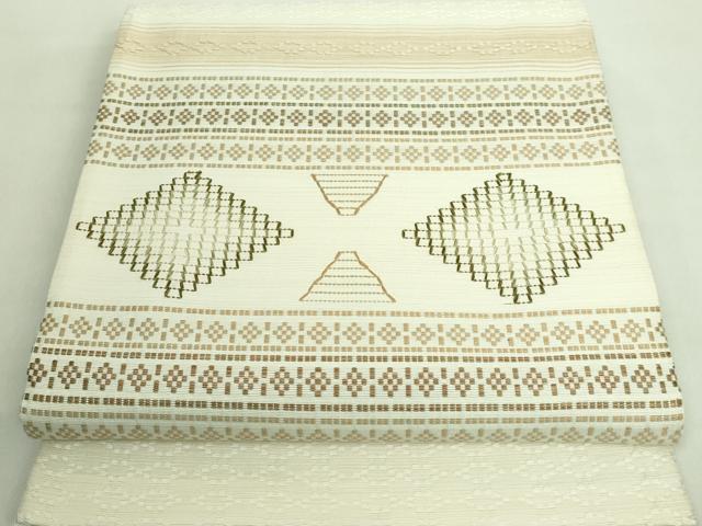 平和屋着物■極上　太鼓柄袋帯　紬地　花織　逸品　DZAA8603kh5