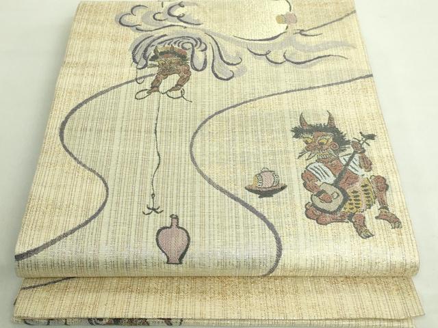 平和屋着物■極上　六通柄袋帯　大津絵　雷公の太鼓釣り　金糸　逸品　DZAA8630kh5