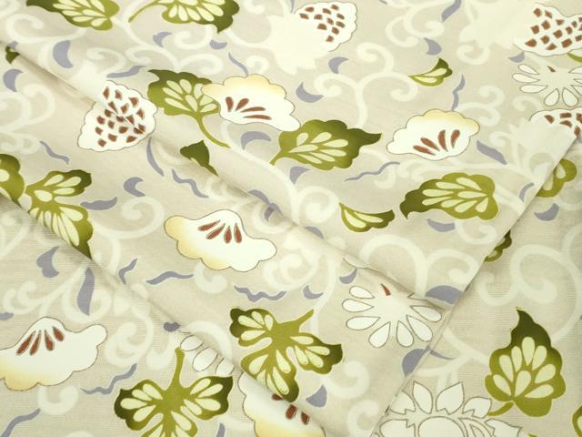 平和屋本店■極上　小紋　花唐草文　練色地　金彩　逸品　DZAA8665kh5