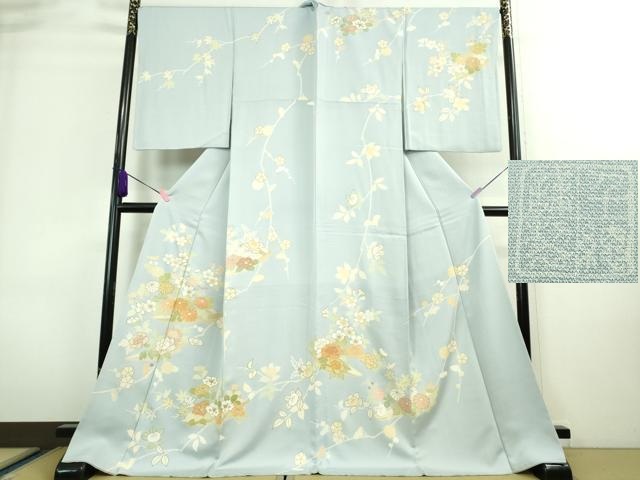 平和屋本店■極上　創業460年・千總　訪問着　ロング丈　駒刺繍　花舟　フロスティーブルー色地　金彩　逸品　DZAA8670kh5