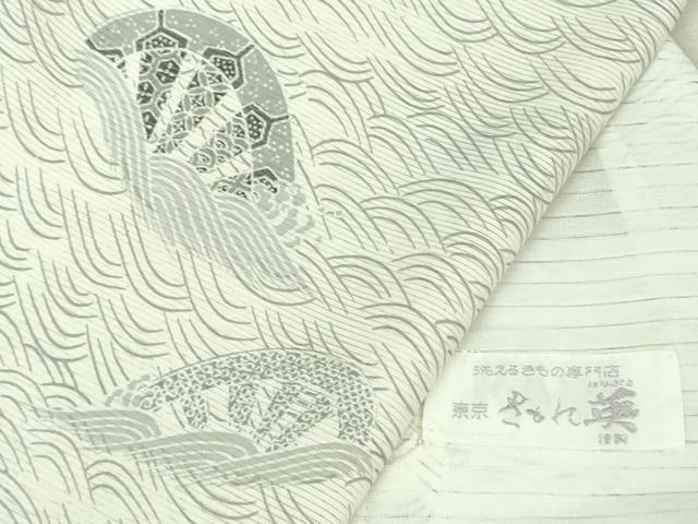 平和屋着物■極上　夏物　洗える最高級着物　＜英＞はなぶさ謹製　小紋　絽　片輪車　立波　白地　逸品　DZAA8684kh5