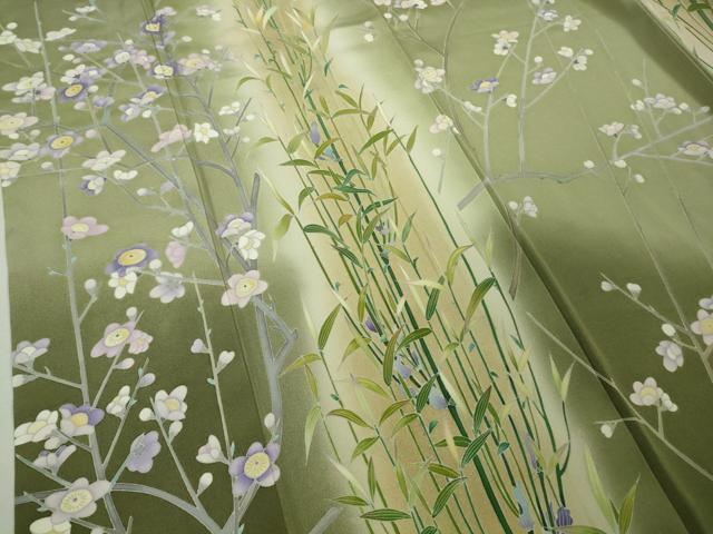 平和屋着物□極上 訪問着 友禅 作家物 枝花文 暈し染め