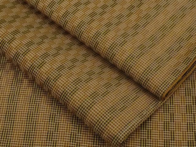 平和屋本店■極上　山下八百子　本場黄八丈　紬　市松綾織　逸品　DZAA8723kh5