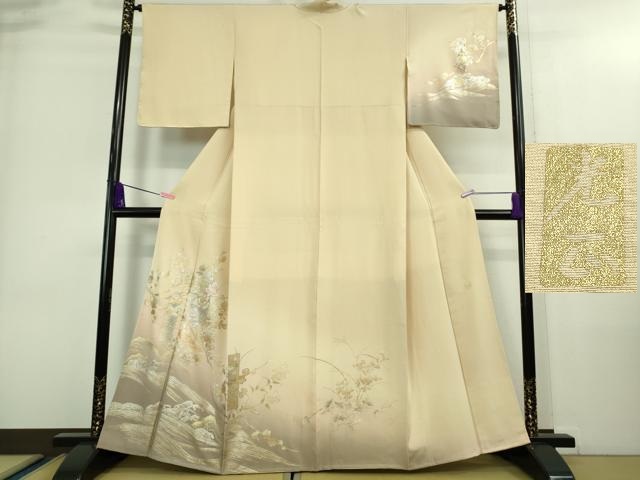 平和屋本店■極上　 金彩友禅　卓越技能者・名工・和田光正　訪問着　短冊吉祥花文　肌色地　暈し染め　金銀彩　逸品　DZAA8726kh5