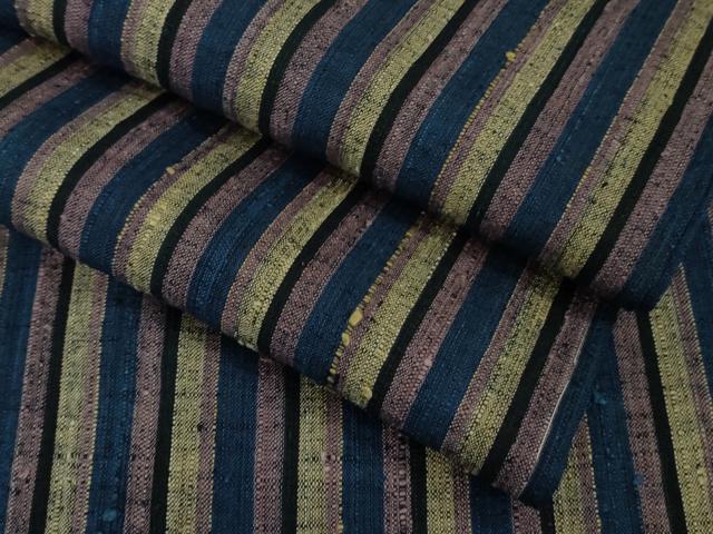 平和屋本店■極上　浦野理一　経節紬　単衣　縞　逸品　未使用　DZAA8741kh5