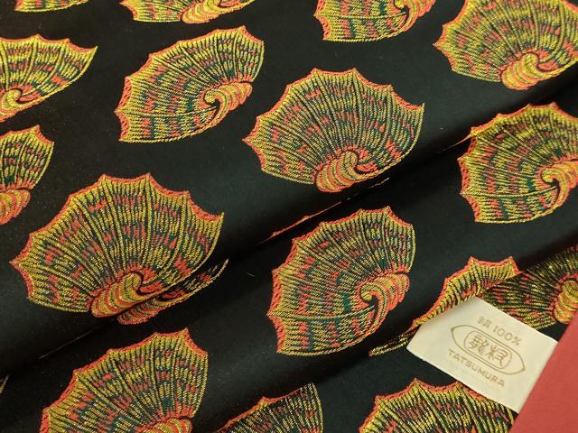 平和屋着物■極上　龍村美術織物　九寸開き名古屋帯　彩貝文　黒地　金糸　逸品　DZAA8760kh5