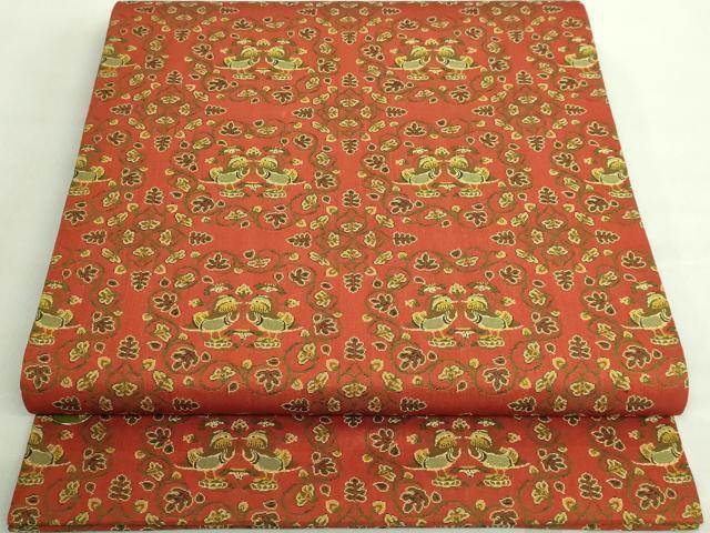 平和屋着物■極上　龍村美術織物　九寸開き名古屋帯　鴛鴦唐草文錦　逸品　DZAA8763kh5