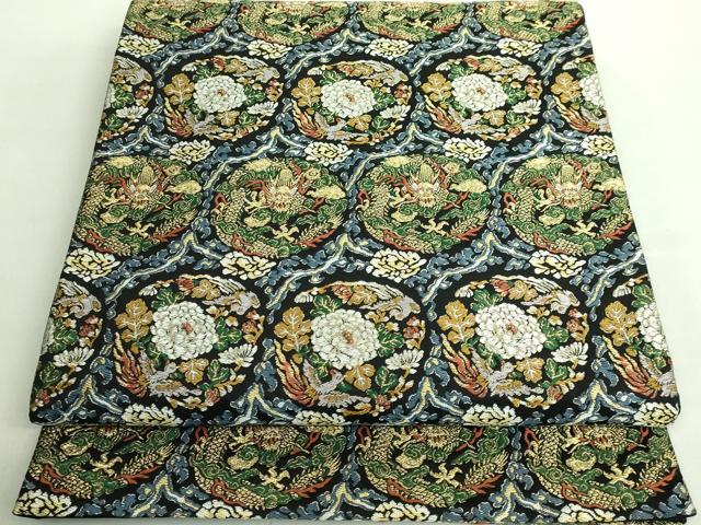 平和屋着物■極上　六通柄袋帯　唐織　龍　黒地　金糸　逸品　DZAA8765kh5