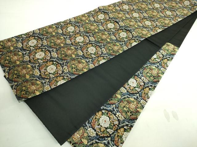 平和屋着物□極上 六通柄袋帯 唐織 龍 黒地 金糸 逸品 DZAA8765kh5