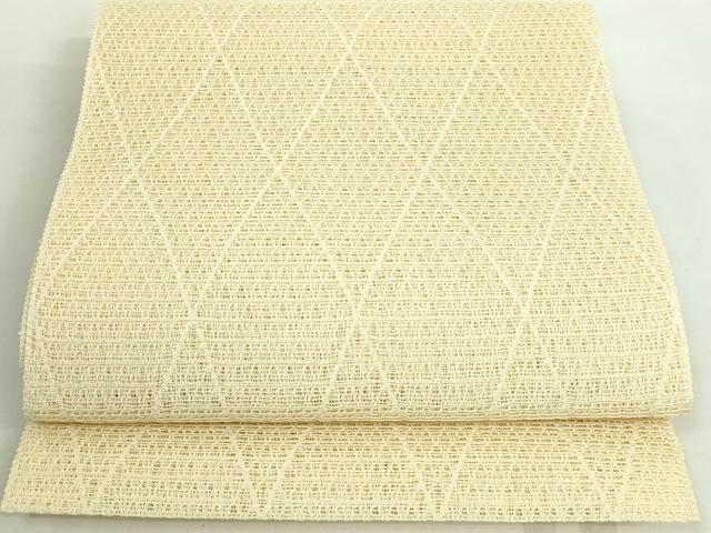 平和屋本店■最高級　夏物　人間国宝　北村武資　羅　八寸名古屋帯　菱　卵色地　逸品　未使用　DZAA8777kh5