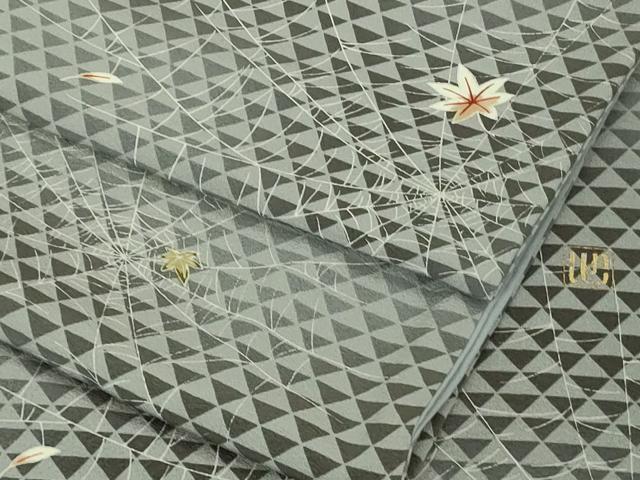 平和屋本店■極上　池田重子コレクション　小紋　蜘蛛の巣　クモ　楓　銀杏　イチョウ　暈し染め　逸品　DZAA8854kh5