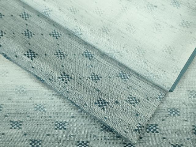 平和屋本店■極上　本藍　花織　紬　横段文　三越扱い　逸品　DZAA8873kh5