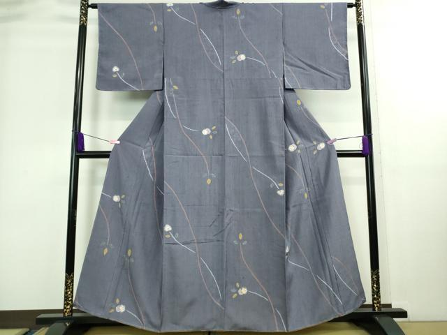 平和屋着物■極上　紬　絞り　草花文　紅掛花色地　逸品　未使用　DZAA8888kh5