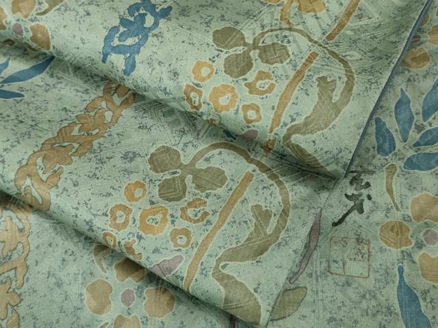 平和屋着物■極上　染色の魔術師　染乃座・大久保玄才　そめのざ玄才　小紋　葡萄唐草間道　逸品　DZAA8897kh5