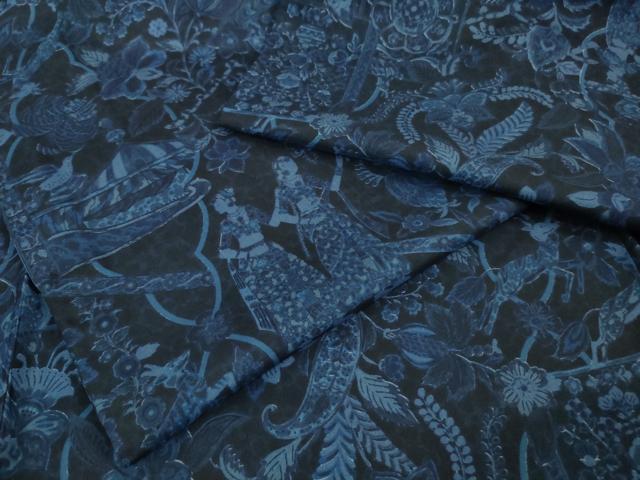 平和屋着物■極上　石川県指定無形文化財　牛首紬　白山工房　手織り　人物壁画更紗花文　逸品　DZAA8909kh5