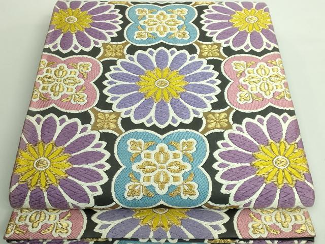 平和屋着物■極上　西陣　河合美術織物謹製　六通柄袋帯　唐織　菊菱文　金糸　逸品　DZAA8951kh5