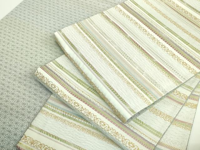 平和屋着物■極上　西陣織　天平初年創始の京の老舗　洛陽織物　両面　全通柄袋帯　横段文　さくら染　金銀糸　逸品　DZAA9007kh5