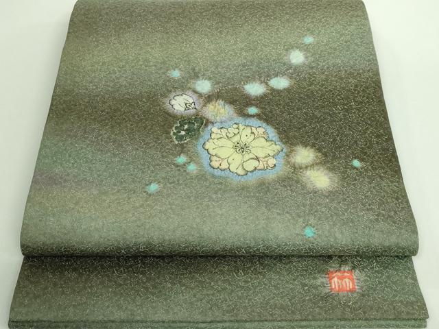 平和屋本店■極上　久保田一竹　幻の辻が花　太鼓柄袋帯　金通し地　逸品　DZAA9025kh5