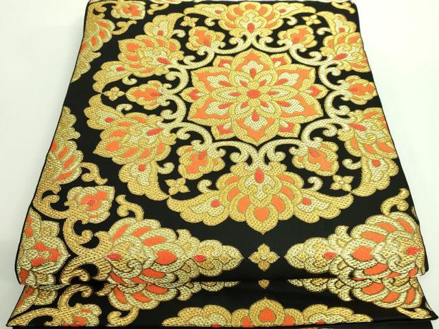 平和屋着物■極上　西陣　川島織物　六通柄　本袋帯　正倉院花文　黒地　金糸　逸品　DZAA9036kh5