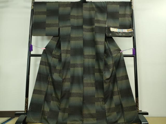 平和屋着物■極上　本場大島紬　7マルキ　古代染色純泥染　横段文　織の原田謹製　証紙付き　逸品　未使用　DZAA9092kh5