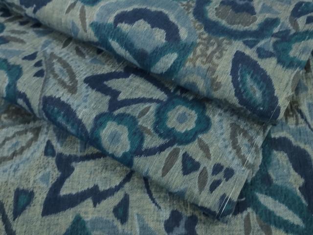 平和屋着物■極上　夏物　本場小千谷ちぢみ　麻　花唐草文　逸品　未使用　DZAA9137kh5